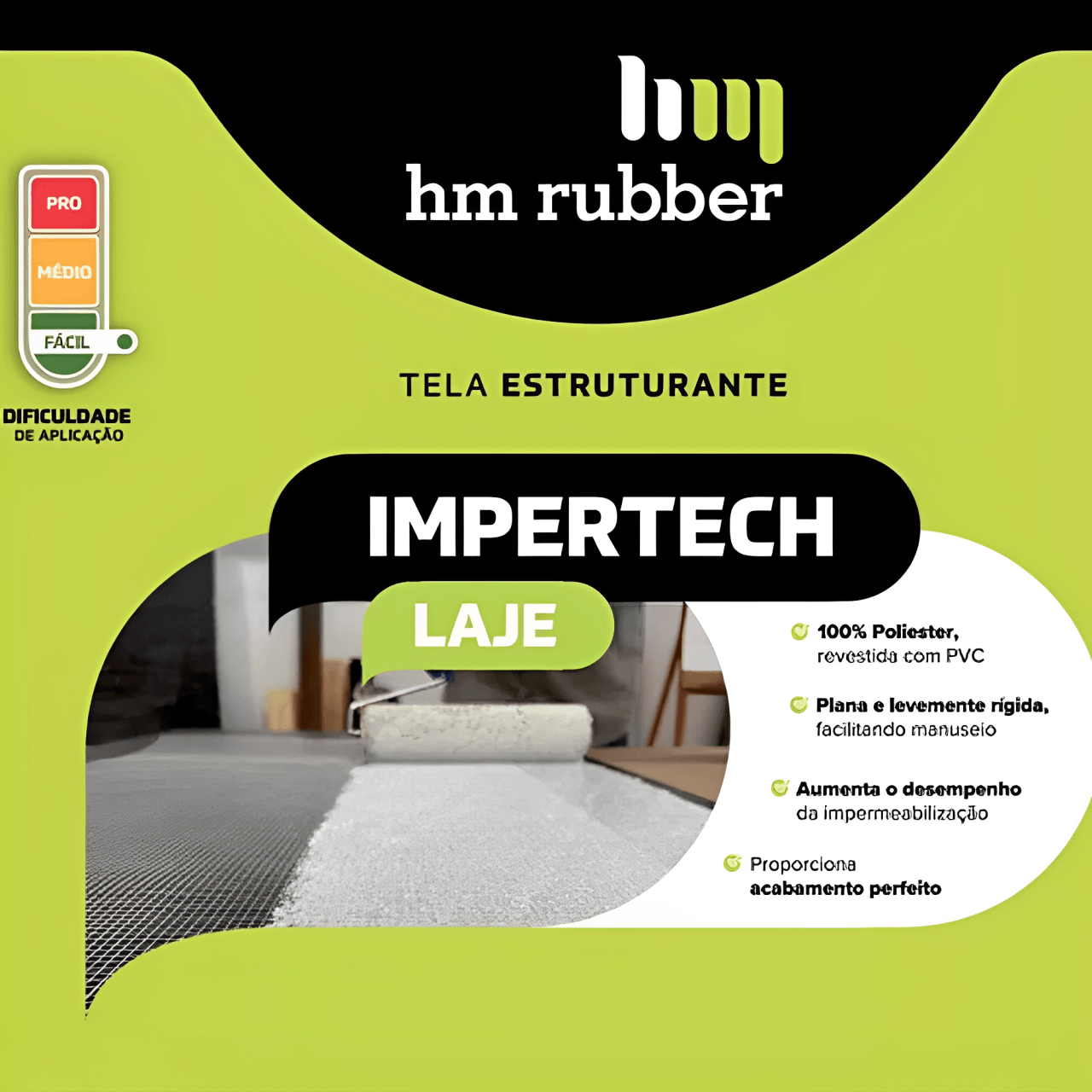 Impertech Tela Estruturante Ralo e Rodapé Rolo 1,05 X 50m - HM RUBBER